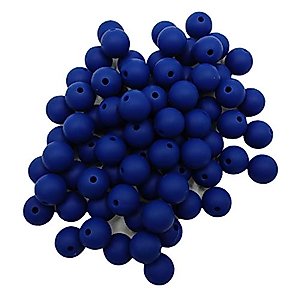 50pcs Sapphire Color Silicone Round Beads Sensory 15mm Silicone Pearl Bead Bulk Mom Necklace DIY Jewelry Making Decoration
