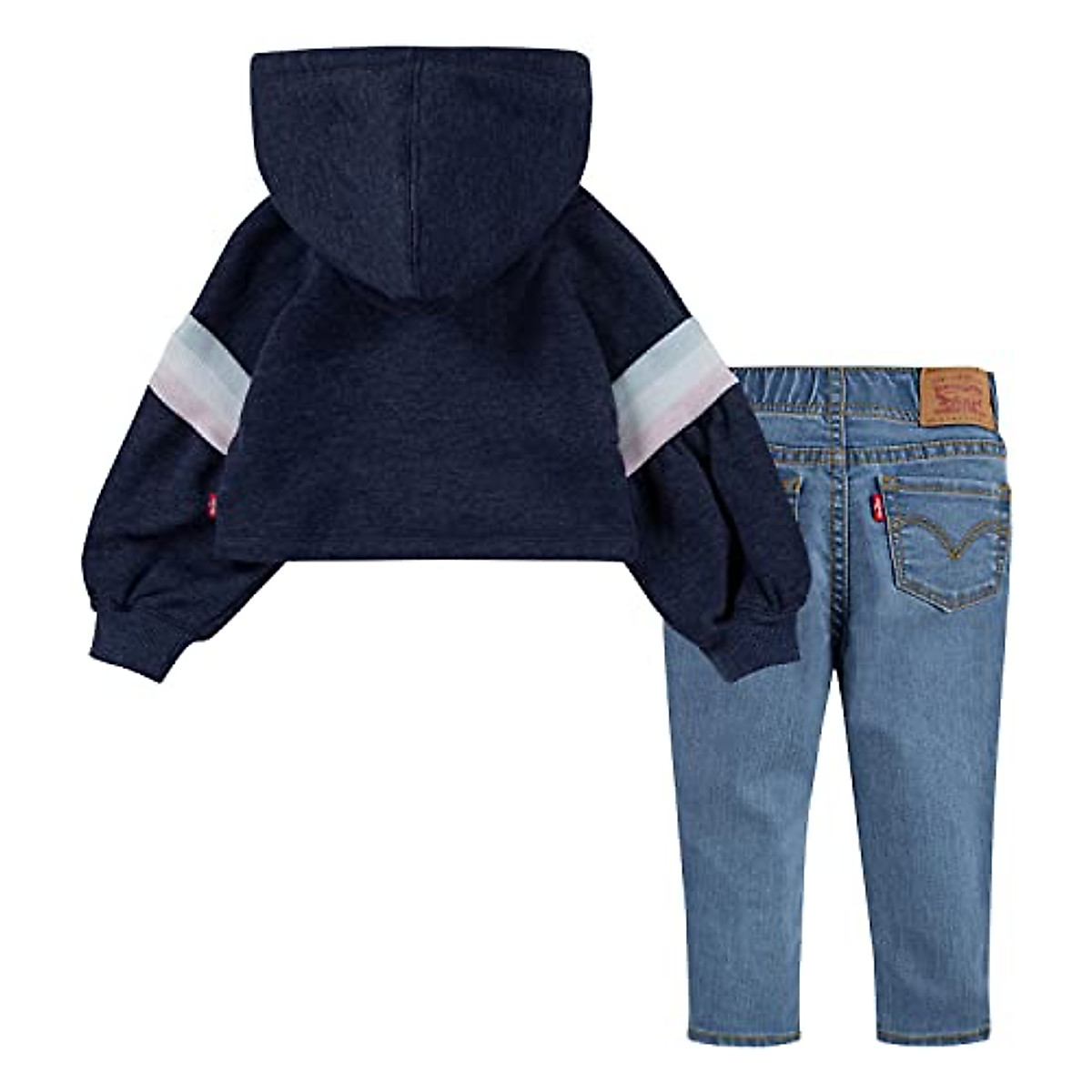 Levi's Baby Girls' Hoodie and Denim 2-Piece Outfit Set, Peacoat/Day Off, 12M