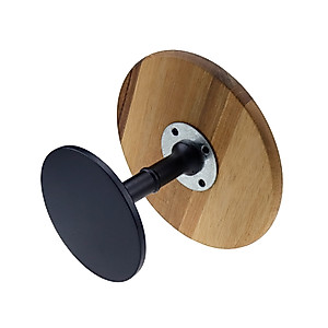 MY MIRONEY 7.87" Wooden Cake Stand Rustic Cake Holder with Black Base Round Cupcake Holder Wedding Cake Pedestal Stand for Dessert Table, Birthday Party, Home Decor