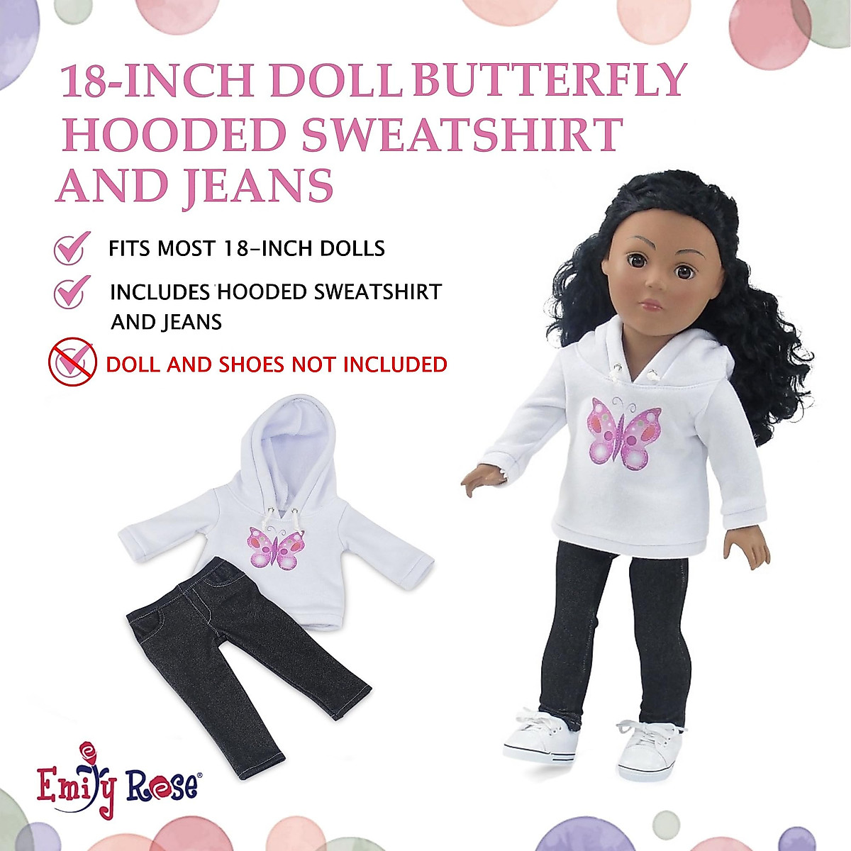 Emily Rose 18 Inch Doll Hooded Thick Sweatshirt and Jeans Casual Outdoor Clothing Outfit | Gift Boxed! | Compatible with 18-inch American Girl Dolls