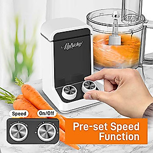 NutriChef Ultra Quiet 600 Watt Powered Electric Processor & Vegetable Chopper Multipurpose 12 Cup Processor, Speed Function for Easy Food Prep-6 Attachment Blades NCFP8, Day White