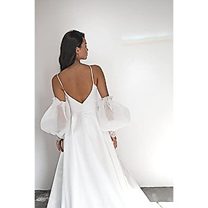 Passat Ivory Long Detachable Chiffon Puff Sleeves For Wedding Dress Spark Detachable Sleeves For Wedding Dresses Add On 04