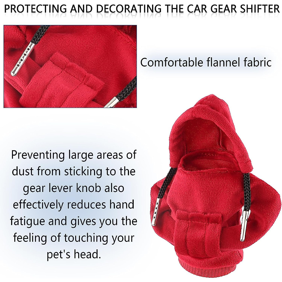 Bicotand 2Pcs Hoodie Car Gear Shift Cover, Universal Car Shifter Hoodie, Hoodie Shift Knob Cover, Gear Shift Hoodie, Hoodie Gear Shift Cover (Blue+Red)