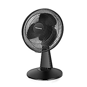 PELONIS Table Fan 12-Inch Oscillating Table Fan Small Portable Electric Plug-In Desk Fan 3-Speeds Adjustable Tilt Head for Bedroom and Office Black