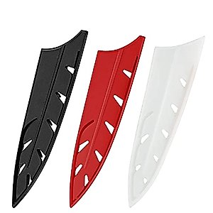 XYJ Knife Sheath Knife Edge Guards 3 Pcs Set for Chef Knife Blade Protector Knife Cover for Stainless Steel Kitchen Plastic Knife Case Black White Red