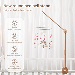 Baby Crib Mobile Arm - Wooden Baby Mobile Crib Holder 31 inch for Mobile Hanging Baby Crib Attachment for Nursery Decor