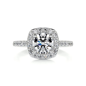 Solid Gold Handmade Wedding Ring 3 CT Round Cut Moissanite Diamond Halo Bridal Engagement Rings for Anniversary Propose Gift (925 Sterling Silver)