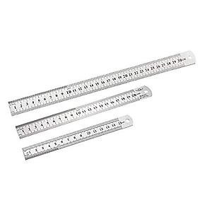 uxcell Straight Ruler 150mm 6 Inch 200mm 8 Inch 300mm 12 Inch Metric Stainless Steel Measuring Ruler Tool with Hanging Hole Inch & Centimeters Precision Drawing Ruler 1 Set