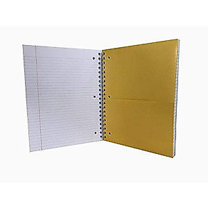 Amazon Basics College Ruled Wirebound 3-Subject 150-Sheet Notebook with Pocket Divider - Pack of 3, 10.5 x 8 Inch, Grey / Green / Blue