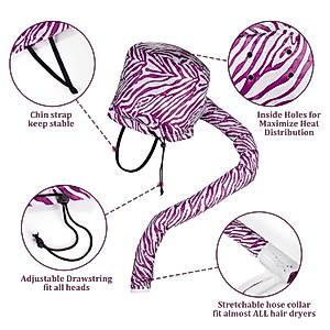 Locsanity Dreadlock Loose Natural Hair Bonnet Dryer Attachment Quick Drying Cap - Black or Purple (Purple Animal)