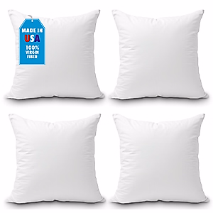 Foamily Throw Pillows Insert Set of 4 - 18 x 18 Insert for Decorative Pillow Covers - Made in USA - Bed and Couch Sham Filler