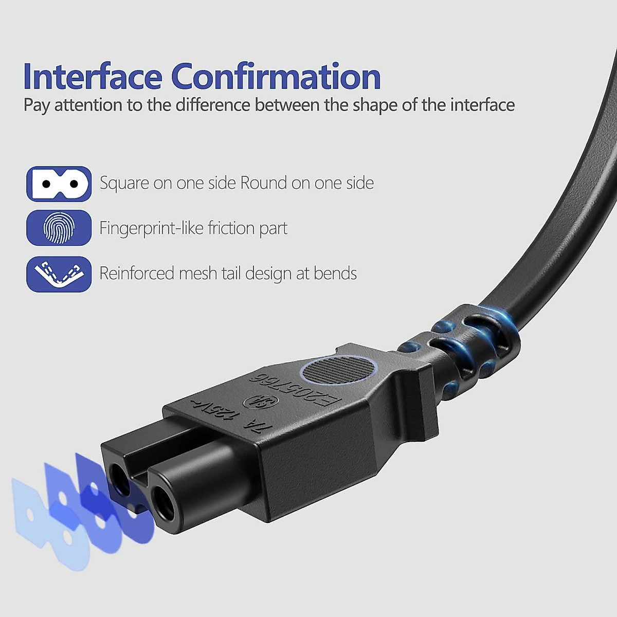 Sewing Machine Power Cord, 6FT AC Power Cable Compatible with Brother, Singer, Bernina, White, Baby-Lock, Viking and Pfaff Sewing Machine