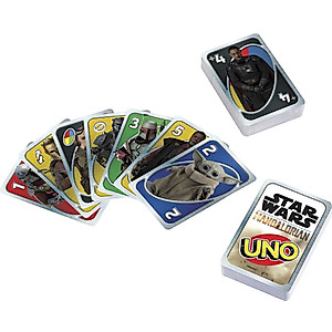 Mattel Games UNO Star Wars The Mandalorian Card Game, Travel Game in Collectible Storage Tin & Special Rule, 2-10 Players