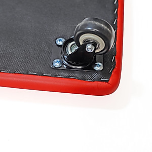 Btibpse Roller Seat 360 Degree Rotating Low Stool with Wheel Chair PU Leather Universal Swivel Caster Wheels for Home Office Fitness and Garage (Rectangle Red)