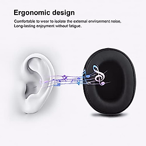 ATH-SR50BT Earpads Protein Leather Thickened Ear Cover Compatible with Audio Technica SR50 ATH SR50BT DSR7BT S700BT WS770IS WS770BRD Wireless Headphones(Black)