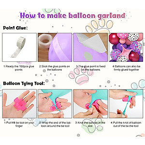 151Pcs Paw Balloons Garland Arch Kit with Dog Bone Paw Print Star Foil Balloons Pink Purple Turquoise Confetti Balloons for Girls Puppy Themed Birthday Baby Shower Party Decorations