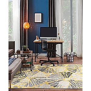 Rugshop Contemporary Circles Stain Resistant High Traffic Living Room Kitchen Bedroom Dining Home Office Area Rug 8'x10' Yellow