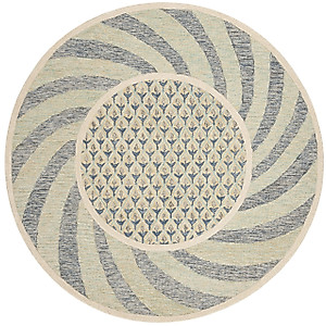 SAFAVIEH Novelty Collection 5' Round Ivory Blue/Gold NOV108D Handmade Premium Wool Area Rug