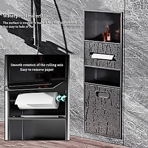 PFCDZDU Shower Niche, No Tile Recessed Stainless Steel Wall Niche With Trash Can, Double-Layer Vertical Shelf Insert Organizer For Bathroom Storage(Black,30x78x14cm)