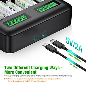 EBL LCD Rechargeable Battery Charger for Ni-MH AA AAA C D Rechargeable Batteries with Rechargeable D Batteries - 4 Pack