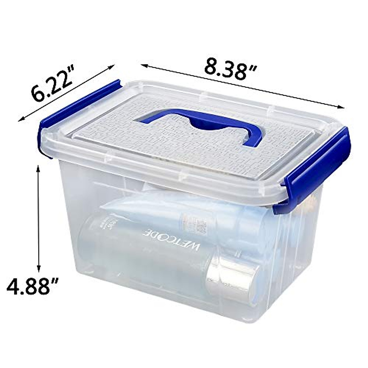 Xowine 3 L Clear Storage Box, Small Plastic Storage Latch Boxes, 6-Pack