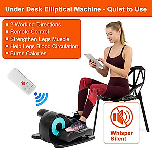 Under Desk Elliptical Machine, Portable Ellipse Leg Exerciser Machine with Remote Control, Mini Elliptical Supports Auto & Manual Mode, Exerciser for Seniors Adults and Teens, Black