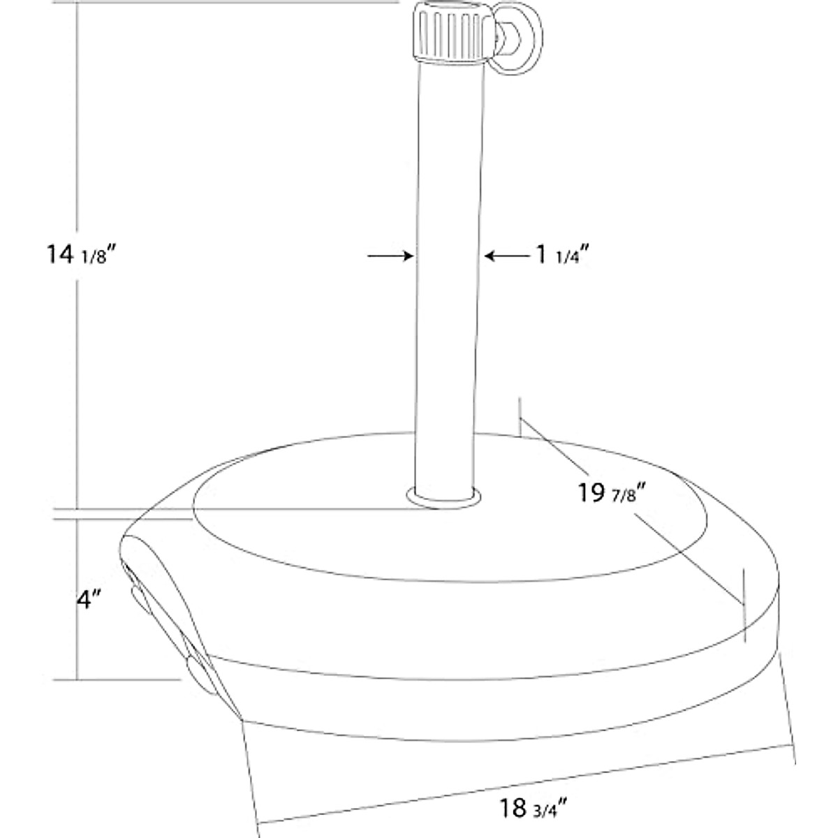 California Umbrella 75 lbs. Round Concrete Weighted Powdercoated Steel Umbrella Base With Wheels, Black Frame