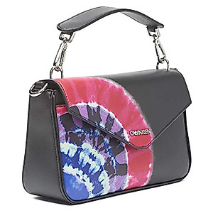 Calvin Klein Statement Series Lock Daytonna Leather Flap Convertible Shoulder Bag & Crossbody, Black Multi Print