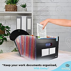 Accordion File Organizer 24 Pocket Expanding File & Cover Folder with Labels, Plastic Portable Desktop Letter A4 Paper Document Receipt Bill Storage, Filing Folder Organizer – by Enday