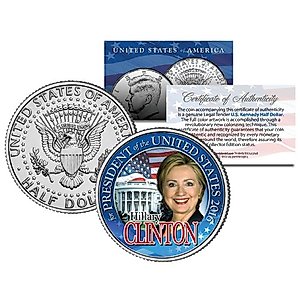 HILLARY CLINTON FOR PRESIDENT US 2016 Campaign JFK Half Dollar Coin WHITE HOUSE