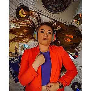 Vizliter Bluetooth Headphones, TWS Deep Bass Wireless Headphones 5.0 with Built-in Mic Soft Earmuffs LED Lights, Smart Phones, PC, TV, Travel, Gym Workout, Gaming, Noise Cancelling (Prismatic)