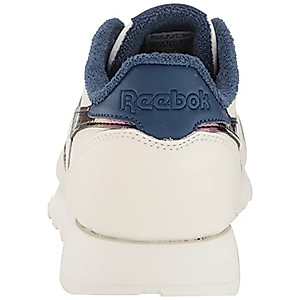 Reebok Women's Classic Leather Sneaker, Chalk/Batik Blue/Atomic Pink, 8