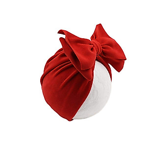 inSowni 8 Pack Super Soft Velvet Solid Nursery Hospital Turban Hat Cap Beanie Bonnet with Big Bow for Baby Girls Toddlers Newborns Infants