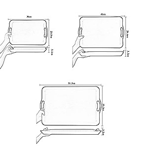 JHSLXD Retro Trays Kitchen/Dining Room Serving Trays Multi-Purpose Trays Breakfast Trays Non-Slip Fruit Trays Creative Rectangle Water Cup Trays,Black,51.5CM