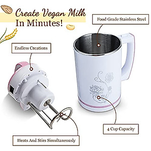 Soy Milk Maker Machine - 5 in 1 Vegan Nut Milk Maker - Nut Milk Machine Works As: Almond Milk Maker, Oat Milk Maker, Soymilk Machine, & Soup Maker Machine. Includes Tofu Making Kit w/ Tofu Press & Recipe eBook for Nut Milk & Tofu