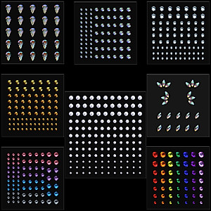 KINBOM 8 Sheets Face Jewels Stickers with Tweezers, Self-Adhesive Face Diamonds for Makeup Stick on Glitter Face Gems Rhinestones Pearl Stickers for Body Art Skin Eye Nail Decoration Festival Party