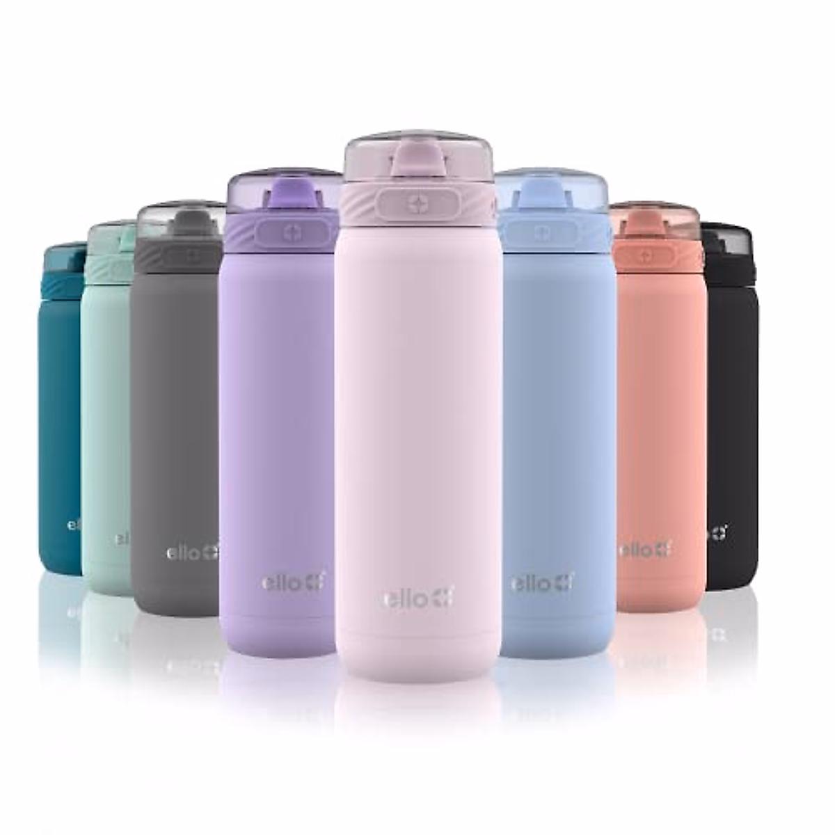 Ello Cooper 22oz Stainless Steel Water Bottle with Straw and Carry Handle, Double Walled and Vacuum Insulated Metal, Leak Proof Locking Lid with Soft Silicone Spout, Reusable, BPA Free, Cashmere Pink