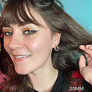 Wlane Small Thick Gold Hoop Earrings for Women, Chunky Gold Hoops 20mm(8 inch)