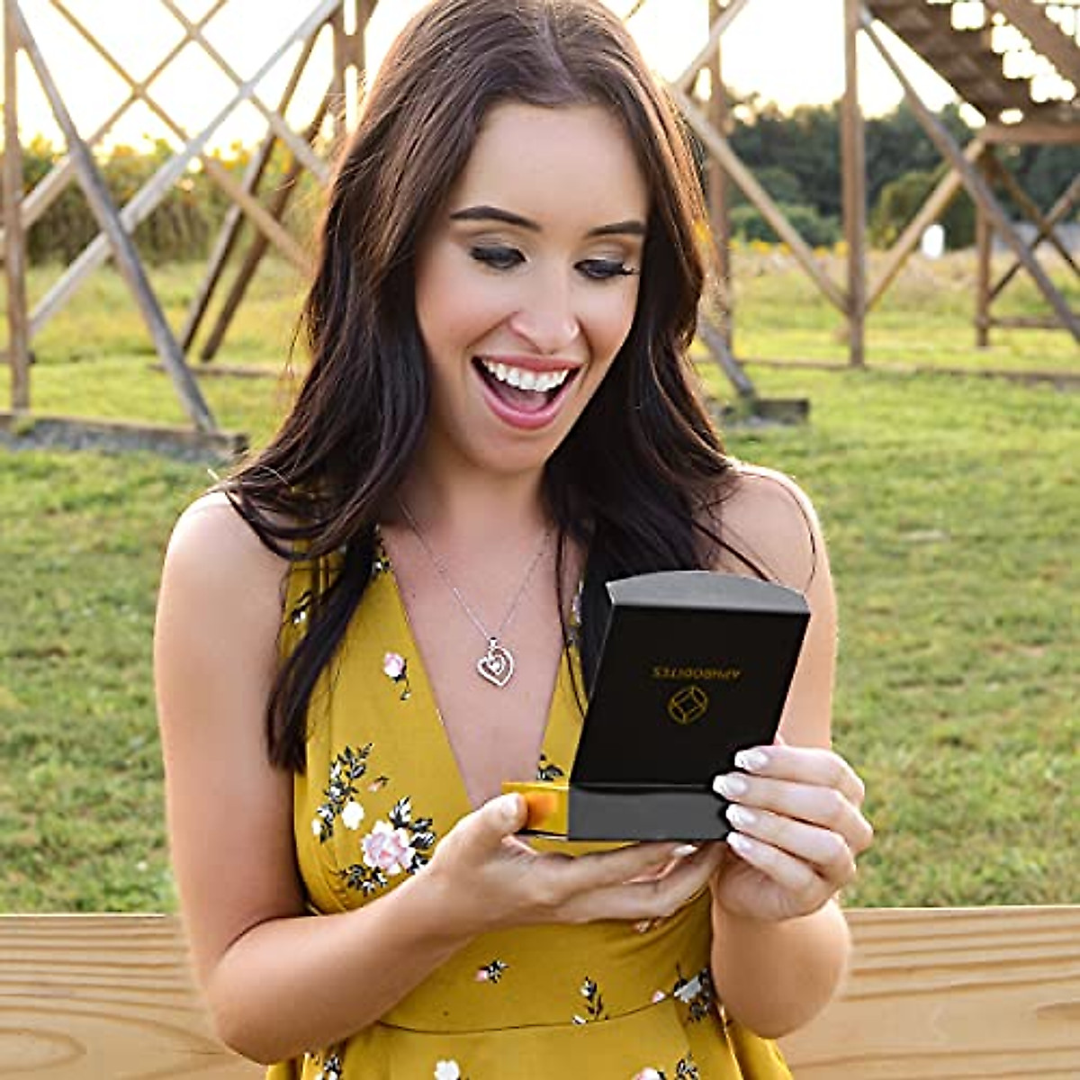 Aphrodite’s Gifts for Women, to My Badass Bestie - Luxe Heart Necklace Gift Set, 925 Sterling Silver Necklaces for Women, Best Friend Birthday Gifts for Women, BFF Necklace for 2, Long Distance Friendship Gifts, Friendship Jewelry, Friendship Gifts for Wo