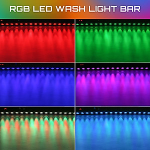 LED Stage Wash Light Bar - 54W 18LED DJ Wash Light Bar with Chase Function Sound Activated Auto Play by DMX Control Uplights for Event DJ Music Disco Wedding Party Church Stage Lighting