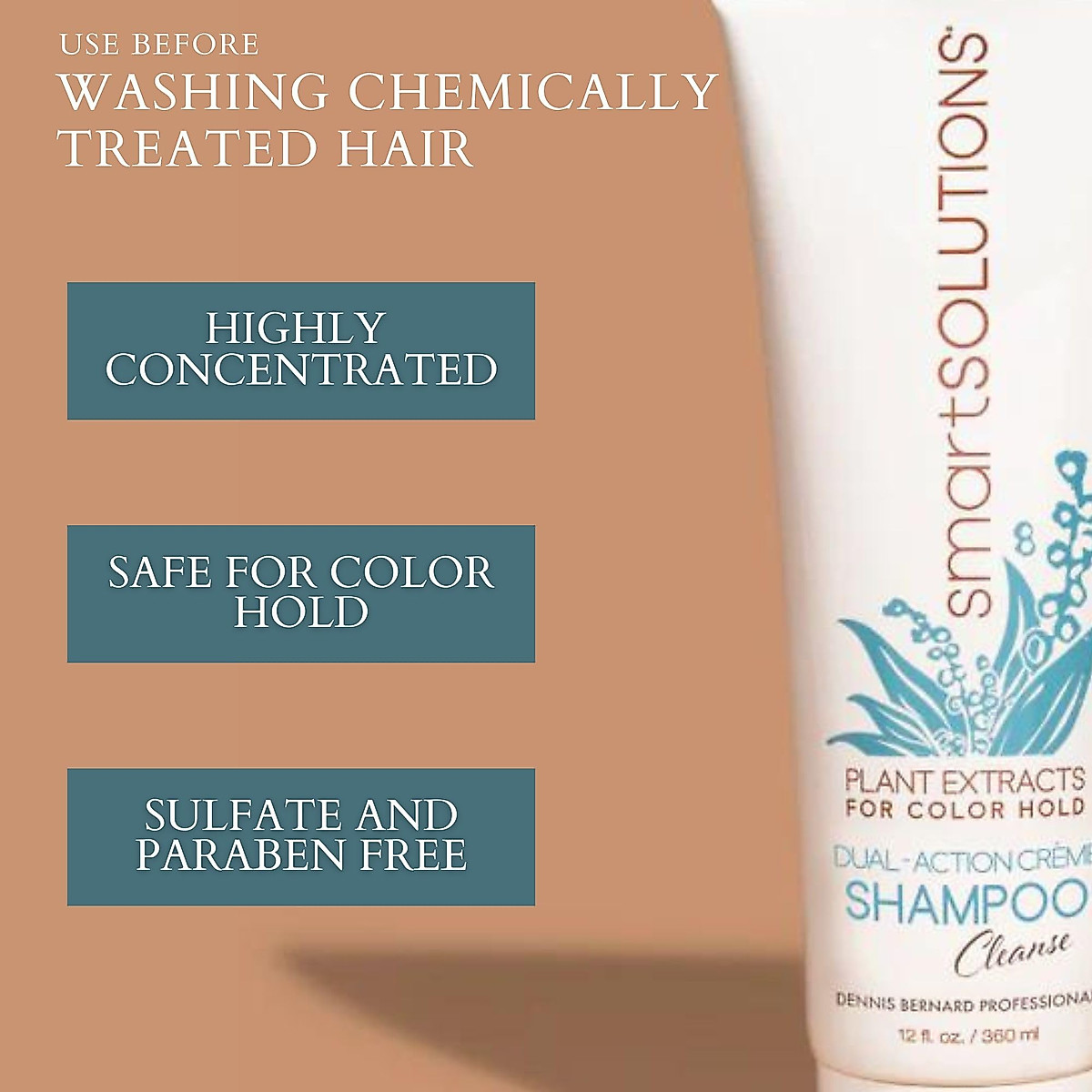 smartSOLUTIONS Dual-Action Creme Shampoo | Sulfate, Paraben & Sodium Chloride Free | Color Safe & Chemically Treated Hair Safe (12 fl oz)