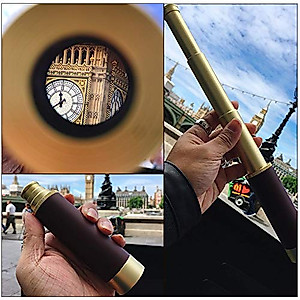 NewDoar 25x30 Zoomable Monocular Vintage Pirate Telescope - Waterproof Aluminum Alloy Brass Adjustable Optics Telescope for Travel Navigation Sailing Voyage View Watching Games(Gold)