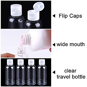 TUPARKA 30 Pack Clear Plastic Empty Travel Bottles with Flip Cap, Portable Refillable Containers Liquid Hand Sanitizer Containers Toiletry Containers Cosmetic Bottles
