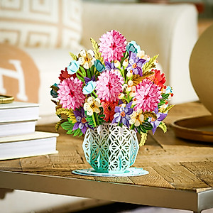 Paper Love HugePop 3D Spring Bouquet Pop Up Card, with Detachable Paper Flower Bouquet, Gift for Birthday, Mothers Day, Anniversary, Thank You, All Occasion - Jumbo 10" x 14" Cards - Includes Envelope and Note