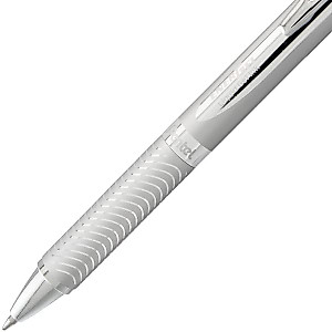 Pentel EnerGel Alloy Retractable Premium Liquid Gel Pen, (0.7mm) Metal Tip, Medium Line, Silver Barrel, Refillable Black Ink