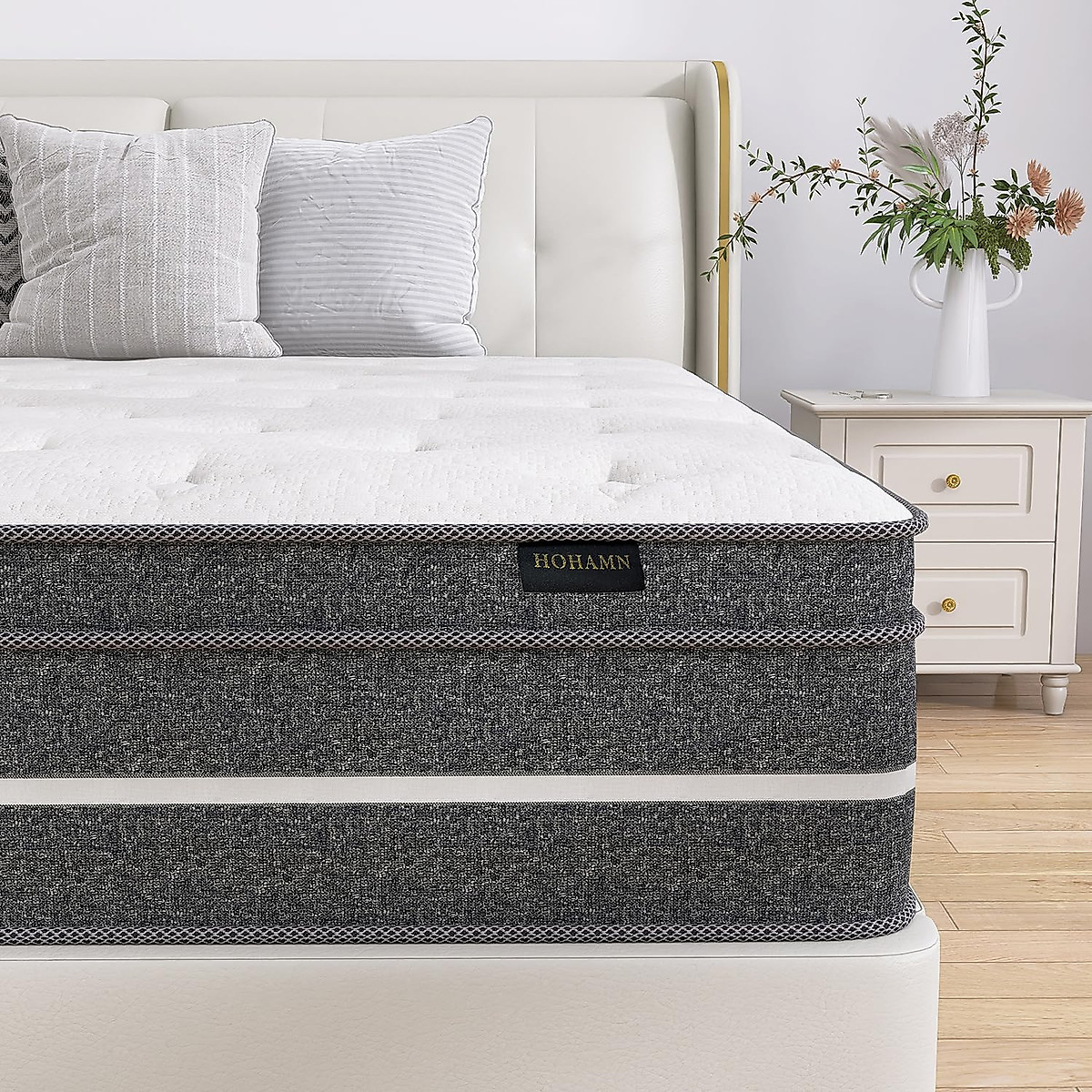 Hohamn Full Size Mattress, 14 Inch Hybrid Mattress in a Box, Full Mattress Foam and Individually Wrapped Pocket Coils, Soft and Breathable, Pressure Relief, Strong Edge Support, Medium Firm