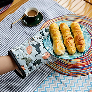 jabansot Oven Mitts Professional Heat Resistance Kitchen Oven Soft Cotton Gloves for Grilling Cooking Microwave BBQ Baking, 2pcs with Soft Inner Lining