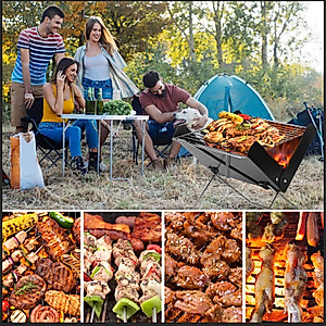 Mini Tabletop Charcoal Grills, Portable BBQ,Fire Pit Bowl, Foldable Heavy Duty Camping Stove, Hibachi Grill, for Indoor and Outdoor Wood Burning, Car Traveling, Backpacking and Picnic