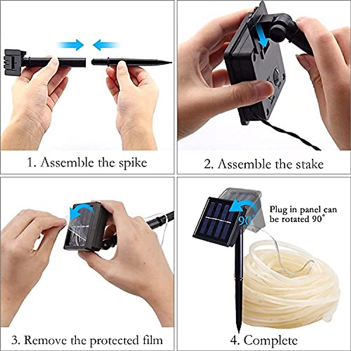 JMEXSUSS 120 LED 8 Modes Solar Powered Rope Lights,39.4ft Outdoor Solar Rope Lights,Waterproof PVC Tube Fairy Lights for Garden,Patio,Fence,Deck,Walks,Path(Warm White)