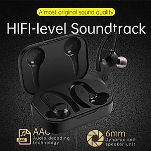 KOMC Noise Cancelling Wireless Earbuds, in-Ear Detection Headphones, IPX7 Waterproof Bluetooth 5.0 Stereo Earphones, Immersive Sound Premium Deep Bass Headset, Black, TWSD030